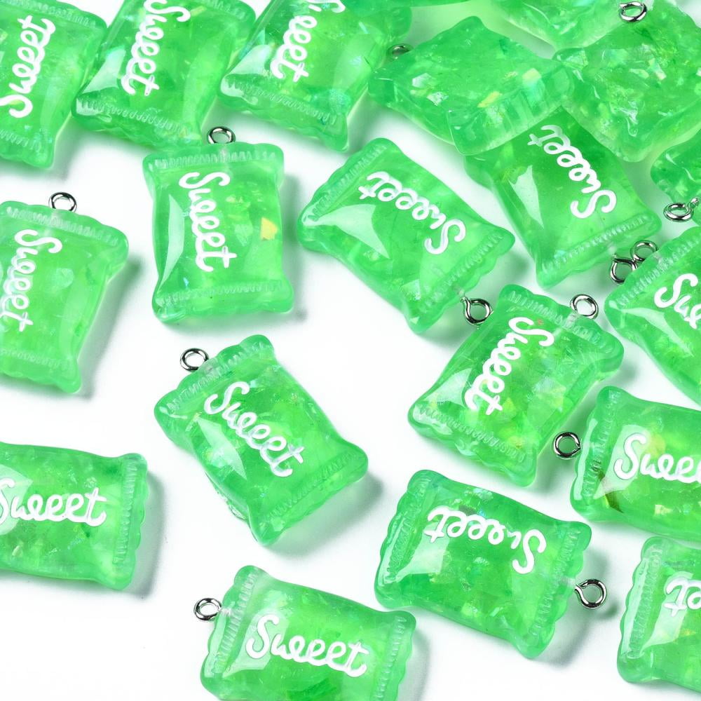 10pcs Transparent Resin Pendants with Paillette & Tone Iron Peg Bail ...