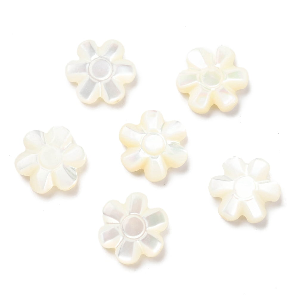 10pcs Trochid Shell/Trochus Shell Beads Flower Seashell color 10x9~10x2 ...