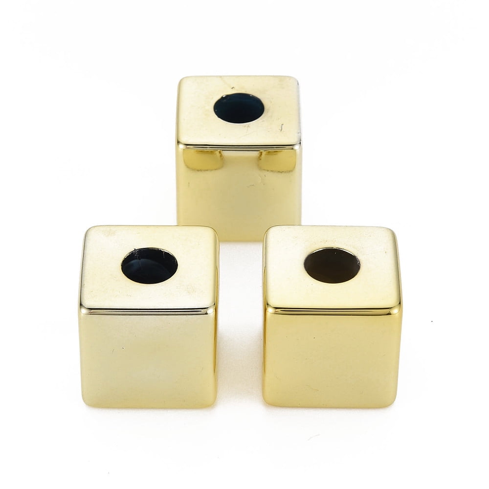 10pcs UV Plating Acrylic European Beads Cube golden 20x20x20mm Hole ...