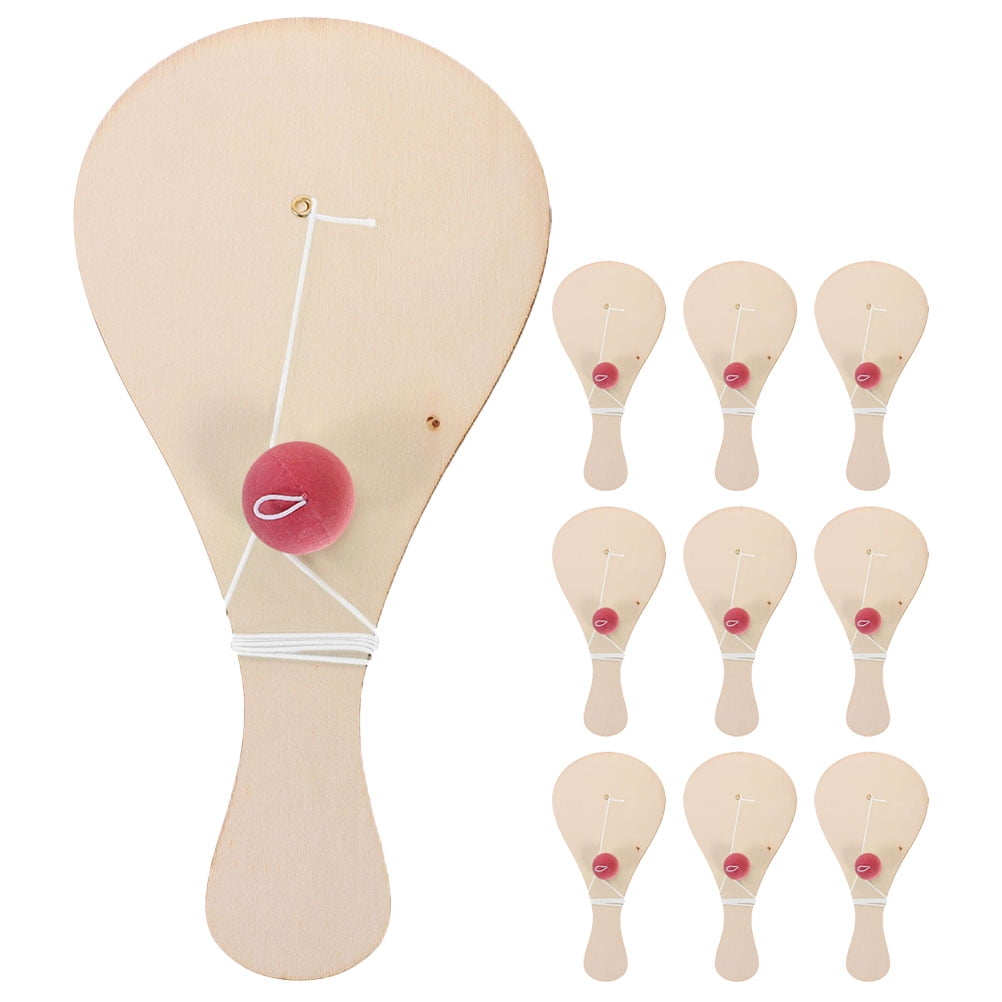 10pcs Unfinished Toy Paddle Ball Hands-On Game Painting Paddle Ball Set ...