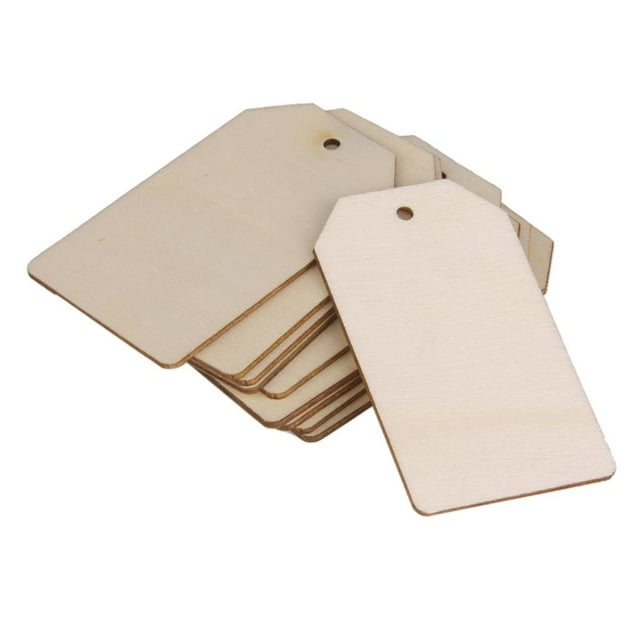 10pcs Unfinished Wood Tag Wooden Gift Tags with Hole, Natural Rustic ...