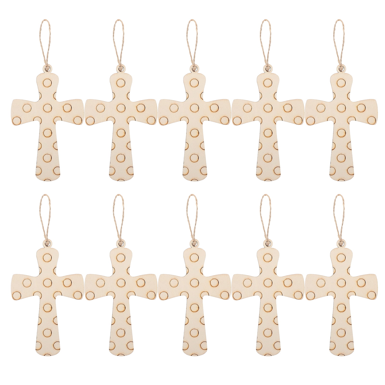 10pcs Unfinished Wooden Cross Ornaments Kids Crafts Small Wooden ...
