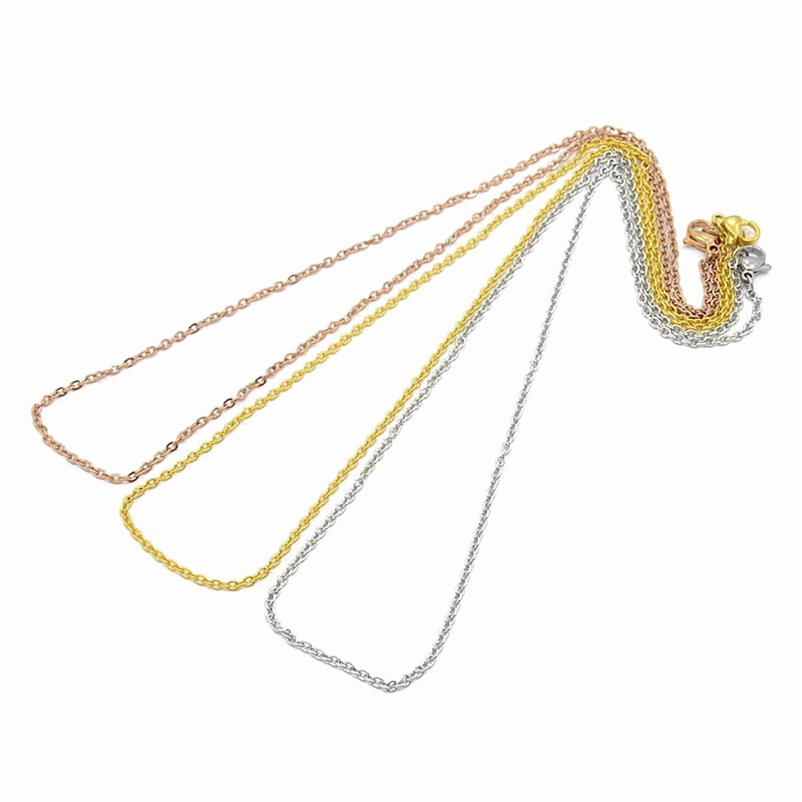 10pcs Unisex 304 Stainless Steel Cable Chain Necklaces with Lobster ...