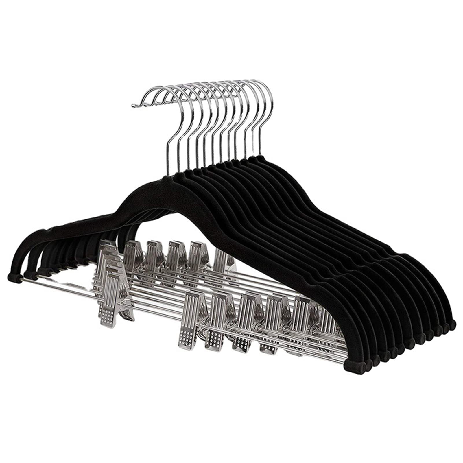 10pcs Velvet Non Slip Hangers with Movable Clips 360 Rotating Hook ...