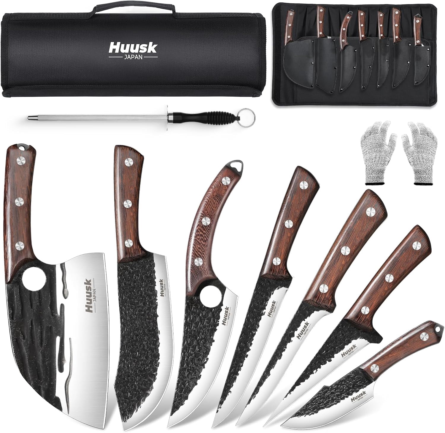 10pcs Viking Kitchen Serbian Chef Knife Set for Meat Cutting with Roll ...
