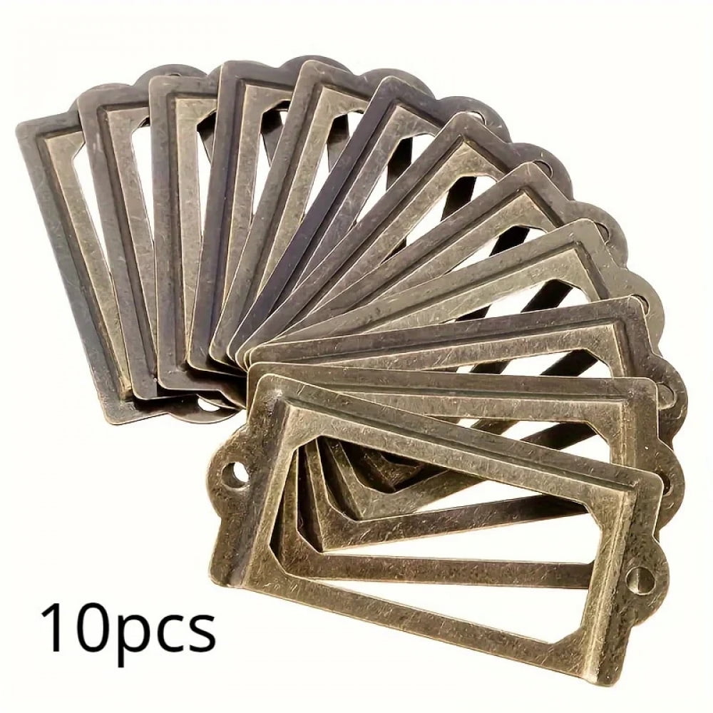 10pcs Vintage Antique Brass Label Holders for Drawer Cabinet Frames ...