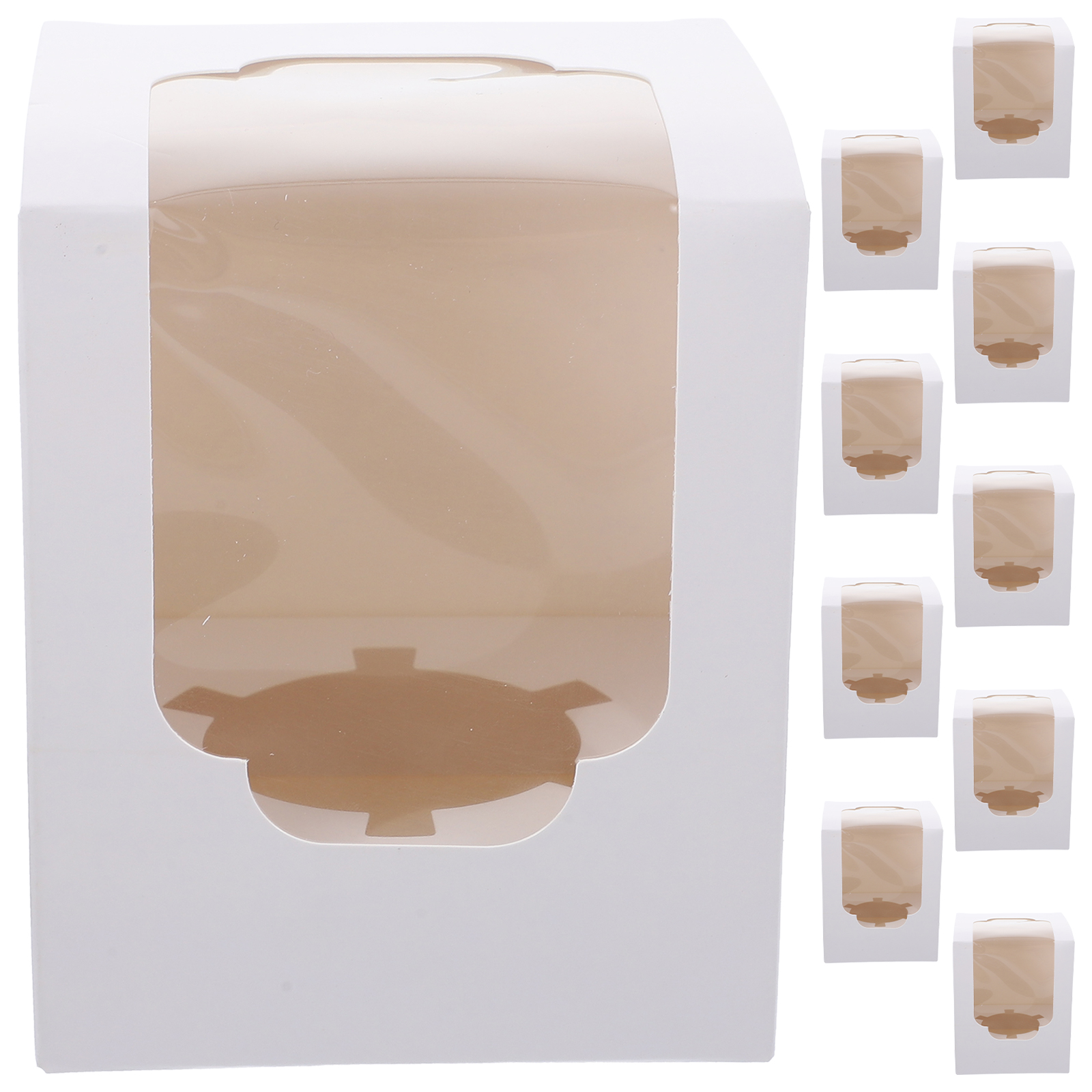 10pcs Visible Cupcake Boxes Paper Made Small Cake Wrapping Boxes Muffin ...