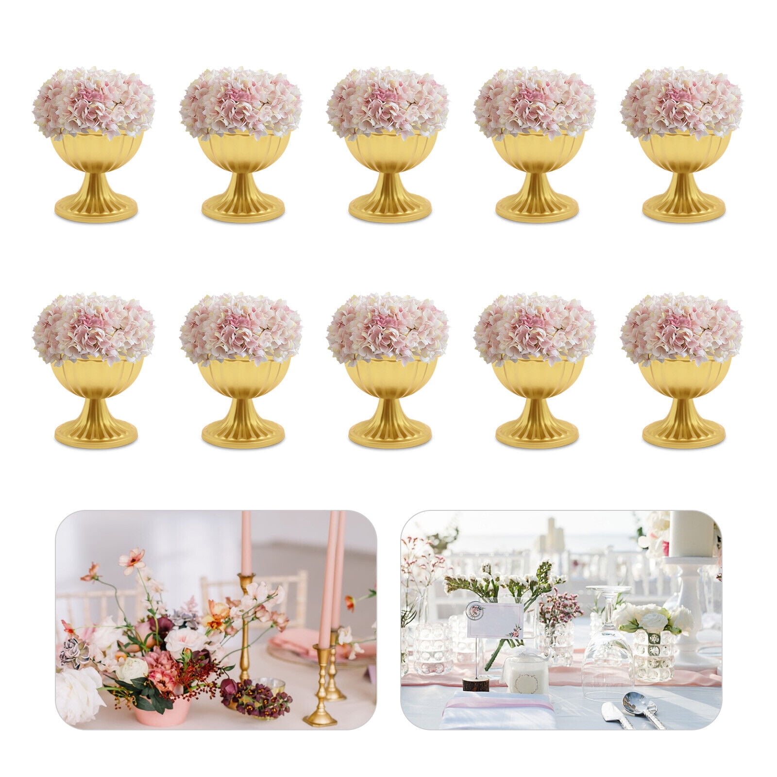 10pcs Wedding Gold Flower Vase Metal Table Vase Decor Flower ...