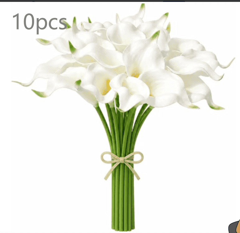 10pcs White Artificial Calla Lilies, Real Touch Fake Flowers with Long ...