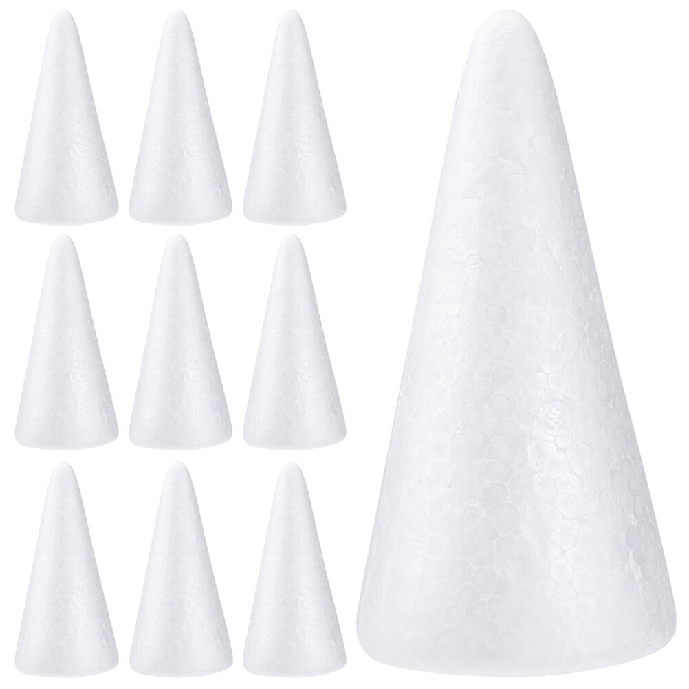 10pcs White Foam Cones - Arts Pack Supplies, DIY Craft Material, Kids ...