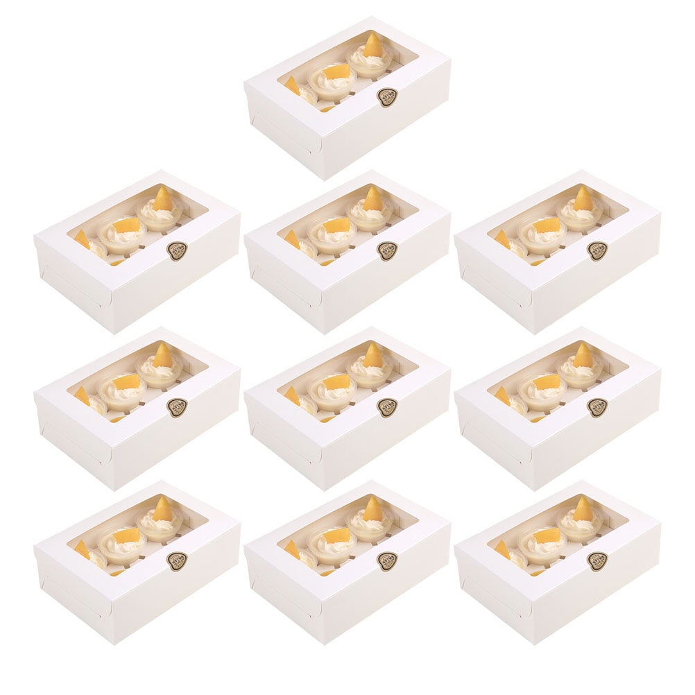 10pcs White Paper Packing Boxes Cupcake Containers Eco-Friendly Baking ...