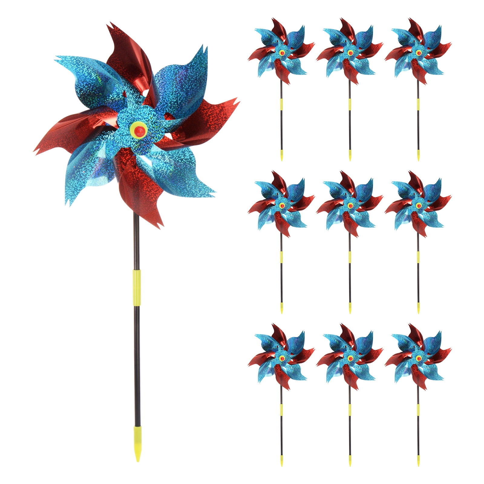 10pcs Windmill for the Yard Garden 21 Inch x 10 Inch 8 Leaves, Red Blue ...