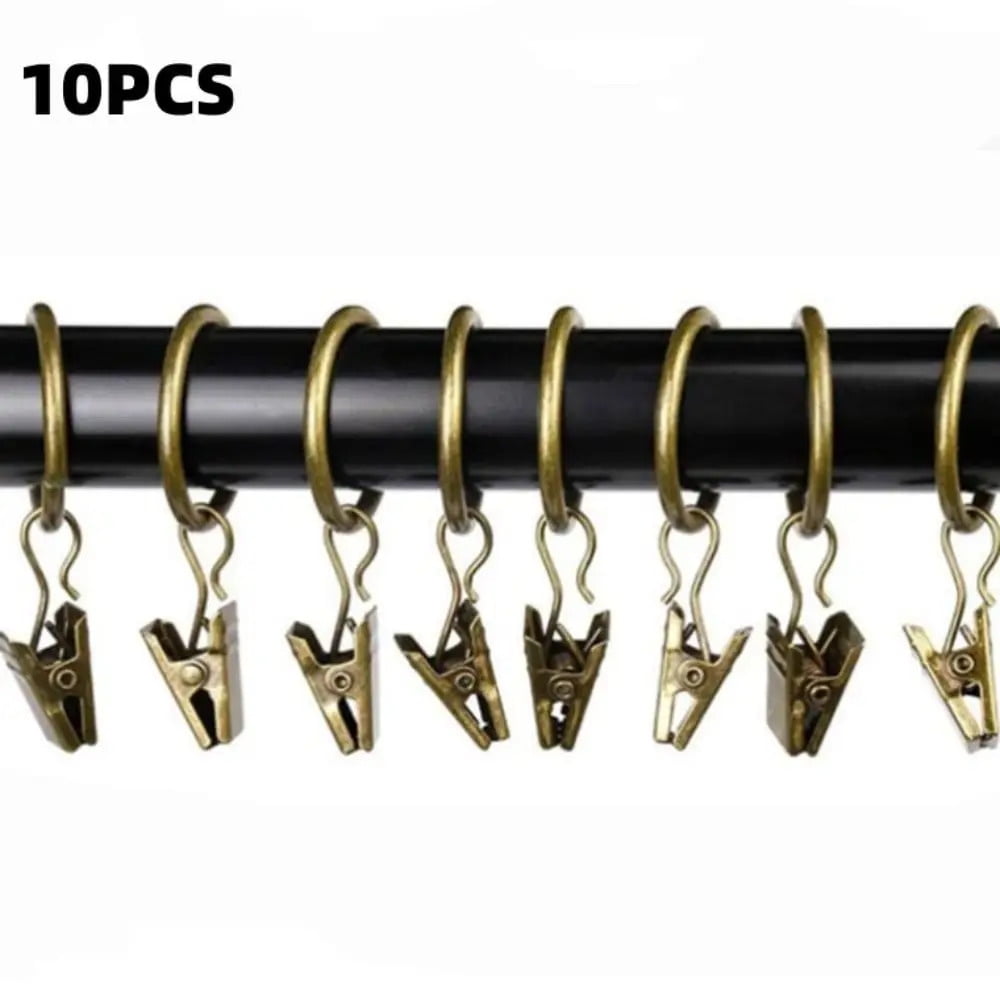10pcs Window Accessories with Clips Curtain Rings Clips Metal Rustproof ...