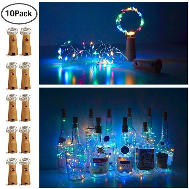 10pcs Wine Bottle Fairy String Lights 20 LED Battery Cork For Party ...