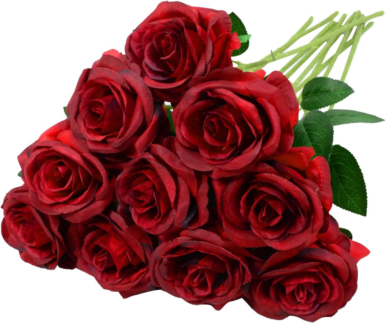 10pcs Wine Red Rose Artificial Flower,Artificial Rose Silk Flower 50cm ...