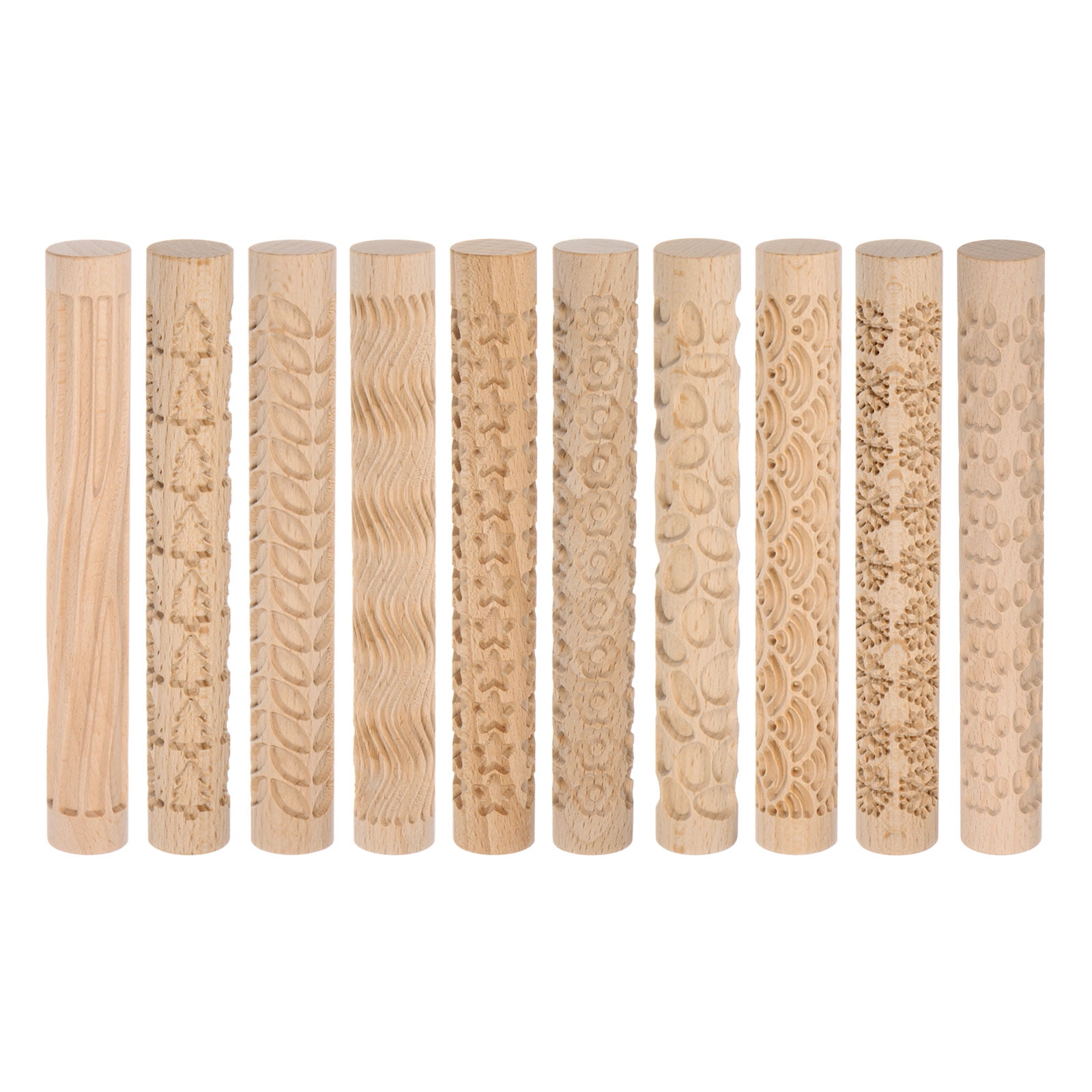 10pcs Wood Clay Roller 15cm Wooden Pottery Tools Wood Grain Rollers ...