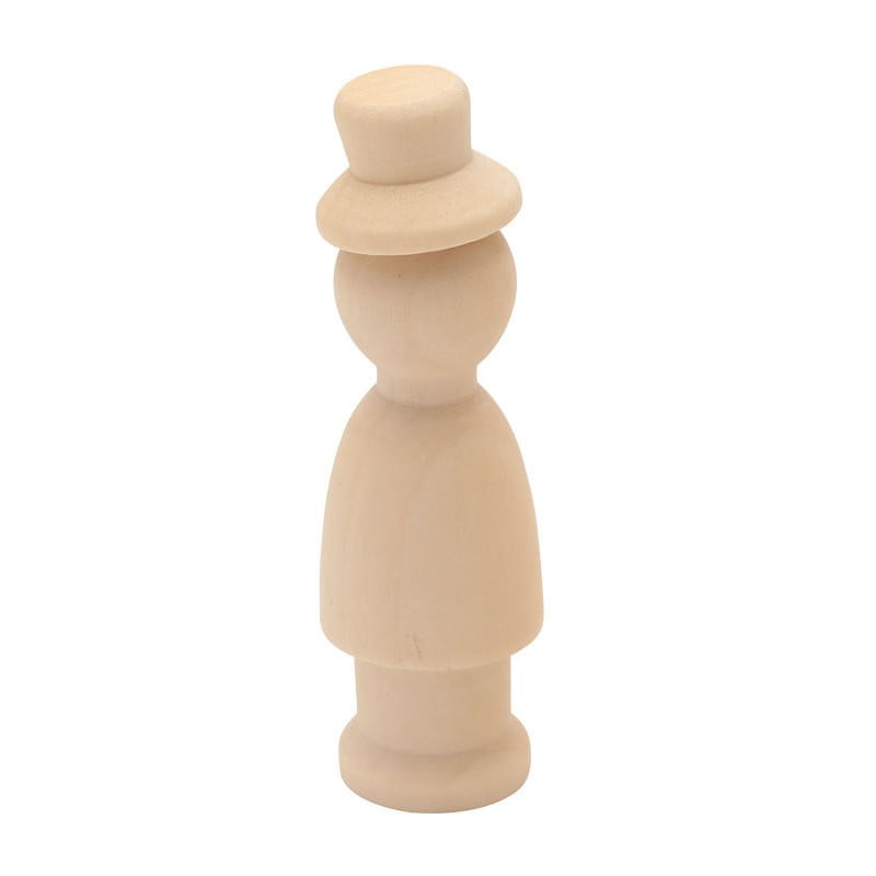 10pcs Wood Peg Dolls With Hats Unfinished DIY Wooden Wearing Hat ...