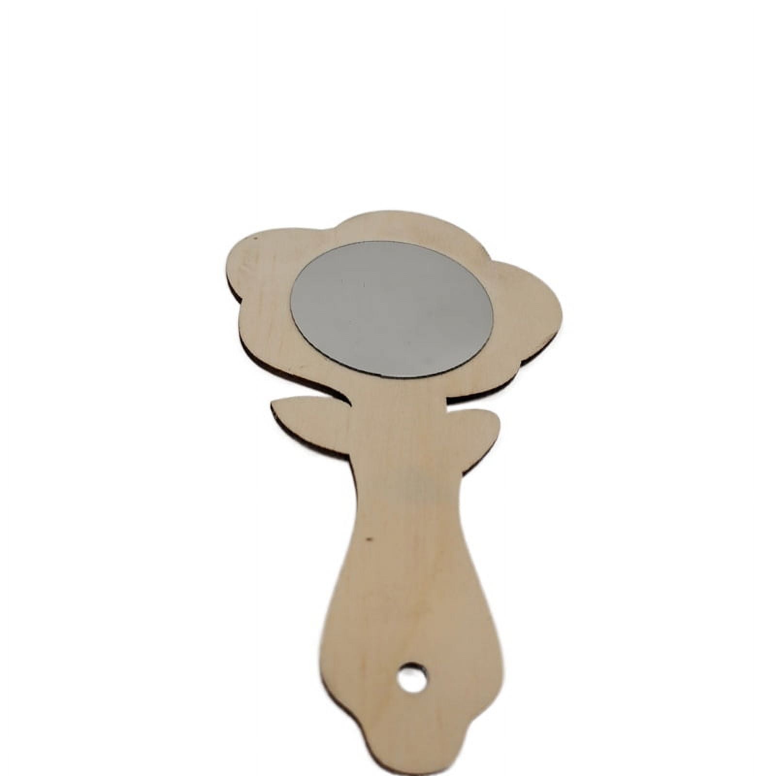 MERRYHAPY Small Mirror For Crafts Wooden Handheld Mirror Ivory 10Pcs 5 ...