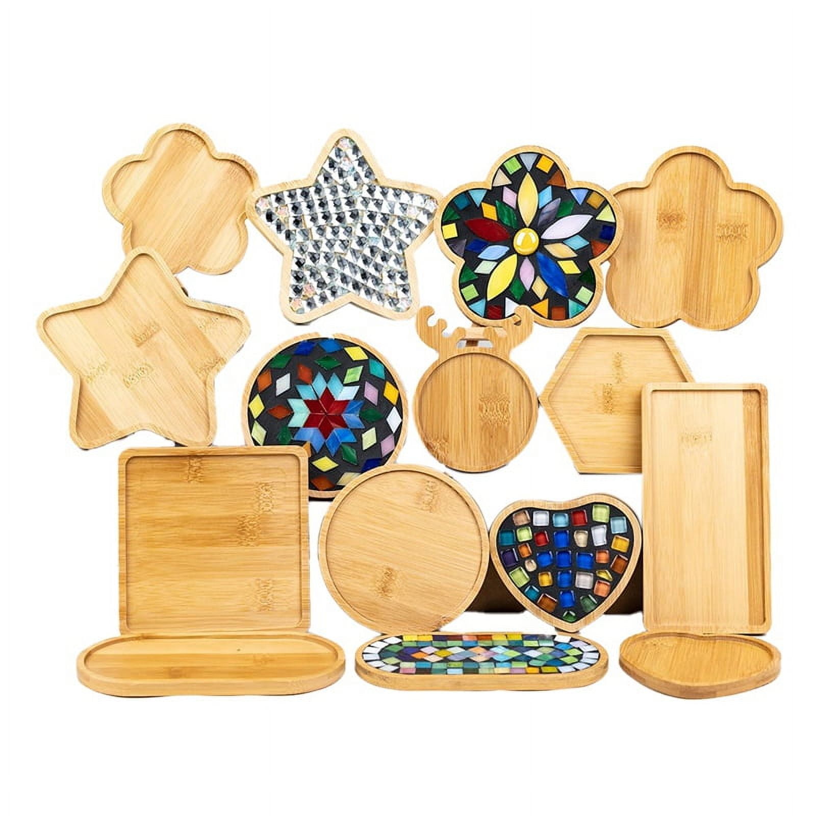 10pcs Wooden Mosaic Bases Shapes of Substrates for DIY Coaster Kits ...