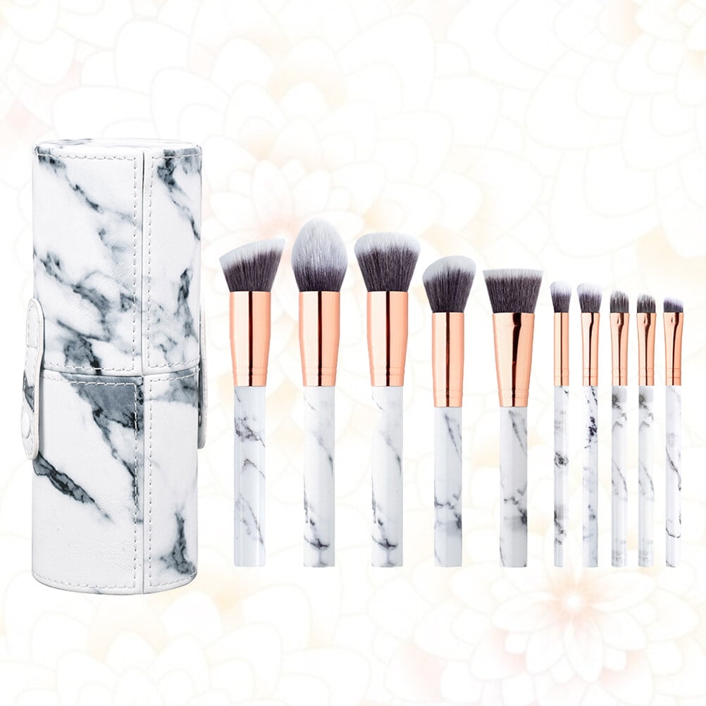 10pcs in 1 Set Portable Cosmetic Makeup Set Marble Pattern Makeup Tools ...