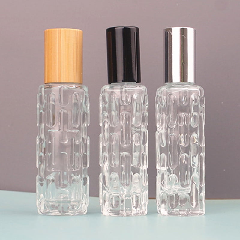 10pcs/lot 10ml Roll On Bottle with Wooden Cap Transparent Essential Oil ...