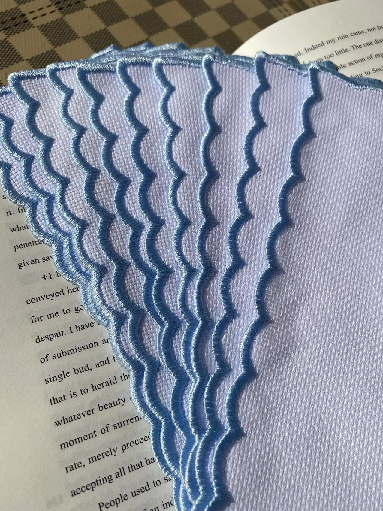 10pcs of 18count aida Fabric Blue Edged Blank Bookmarks to Cross Stitch ...