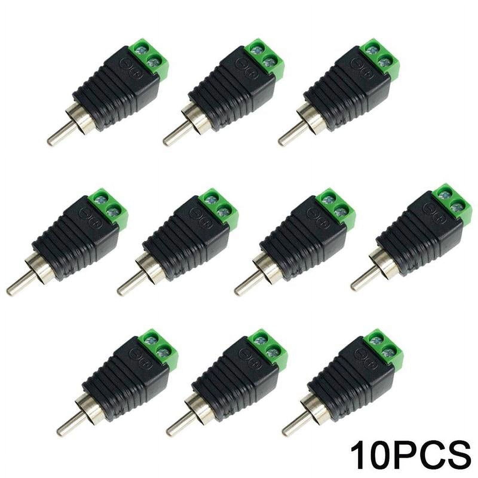 10pcs of Speaker Wire Cable to Audio RCA Male Connector Jack Adapter ...