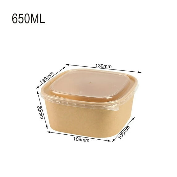 10pcs/set Disposable Lunch Box Kraft Paper Square Lunch Box Fast Food ...