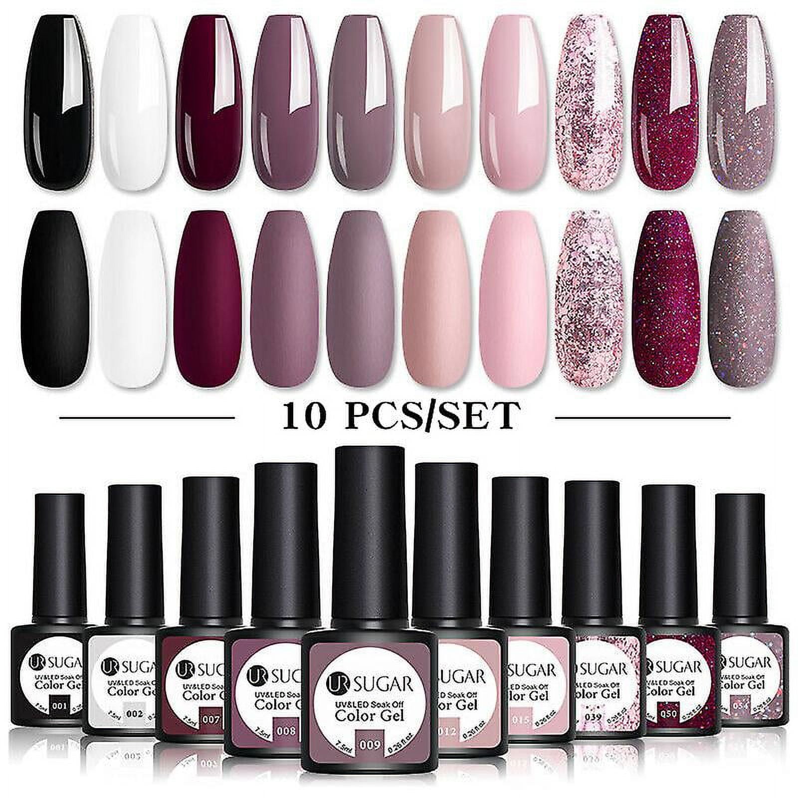 10pcs/set Gel Nail Polish Set Neon Red Glitter Semi Permanent Gel ...