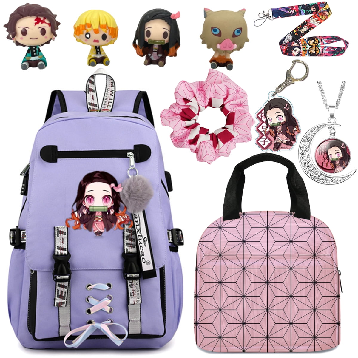 10pcs/set Kawaii Bookbag Demon Slayer Nezuko School Backpack - Walmart.com