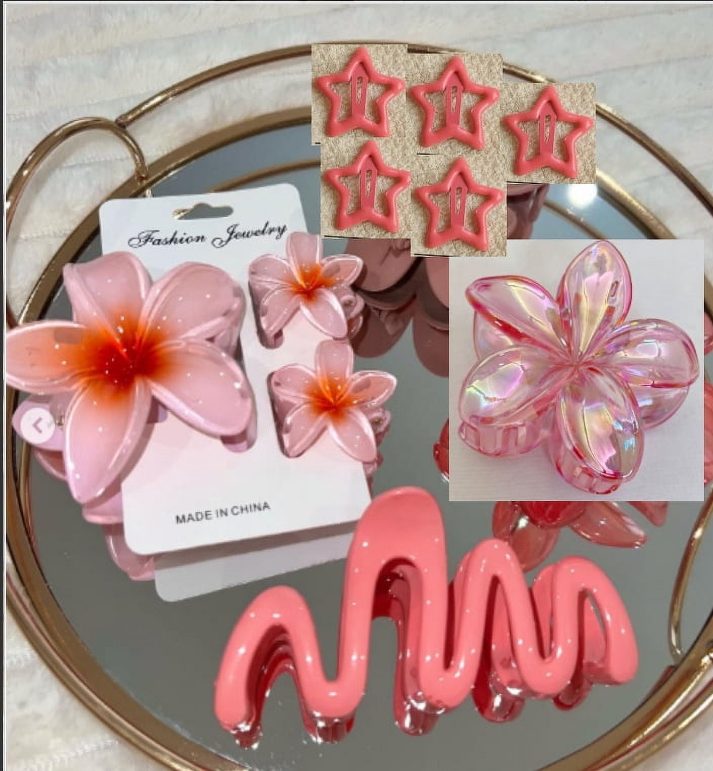10pcs/set Sweet Gradient Flower Wave Star Hair Clips Claw Clamp Hairpin ...