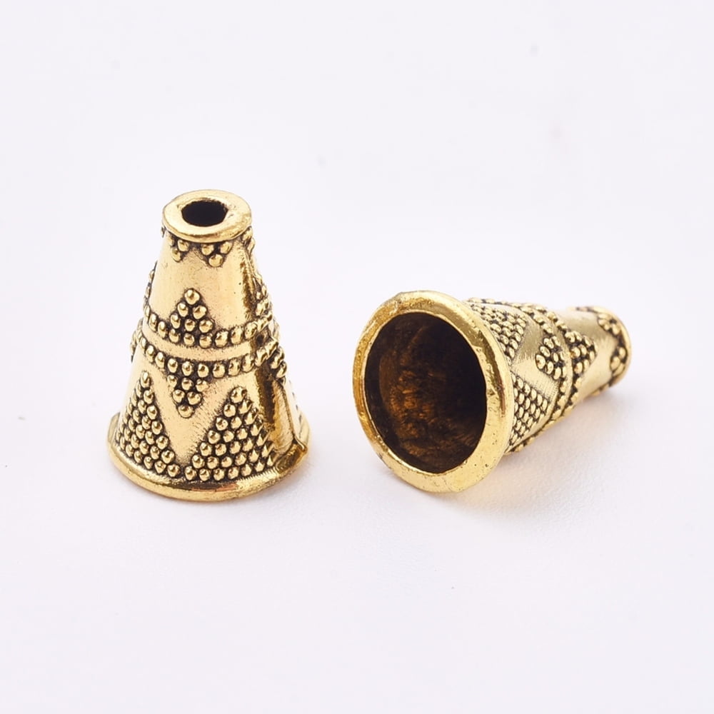 10pcs style Alloy Bead Cone Bumpy Apetalous Golden 12x9mm Hole: 1.6mm ...