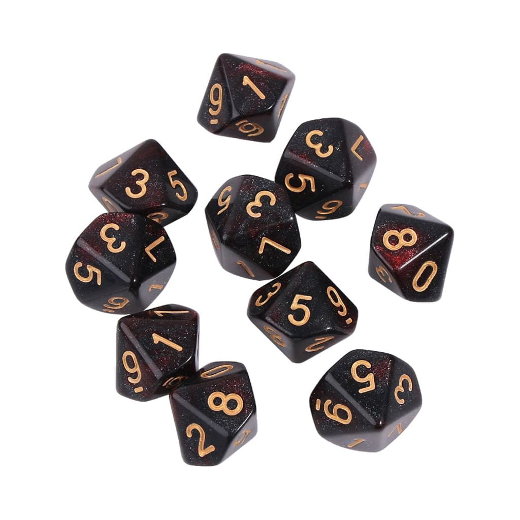10pieces/set Acrylic Dice Set Polyhedral D10 10 Sided 15mm Dice for RPG ...