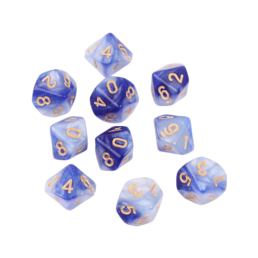 10pieces/set Acrylic Dice Set Polyhedral D10 10 Sided 15mm Dice for RPG ...
