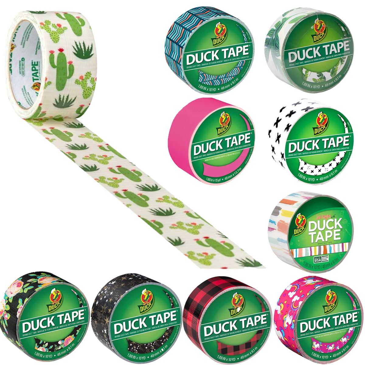Easy Tear Duck Brand 10pk Assorted Pattern Duct Tape Rolls Variety Pack, 10 Yards Each - Walmart.com