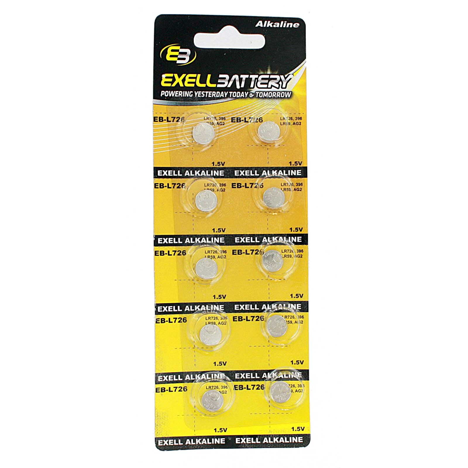 10pk Exell EB-L726 Alkaline 1.5V Watch Battery Compatible with AG2 ...
