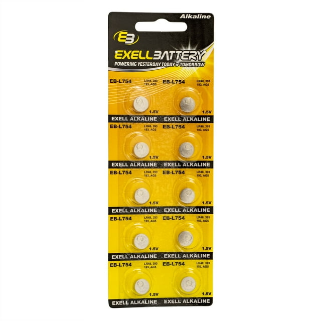10pk Exell EB-L754 Alkaline 1.5V Watch Battery Compatible with AG5 393 ...