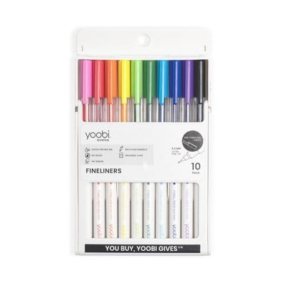 10pk Fineliner Pens See-Through Barrel 0.4mm color Ink - Walmart.com