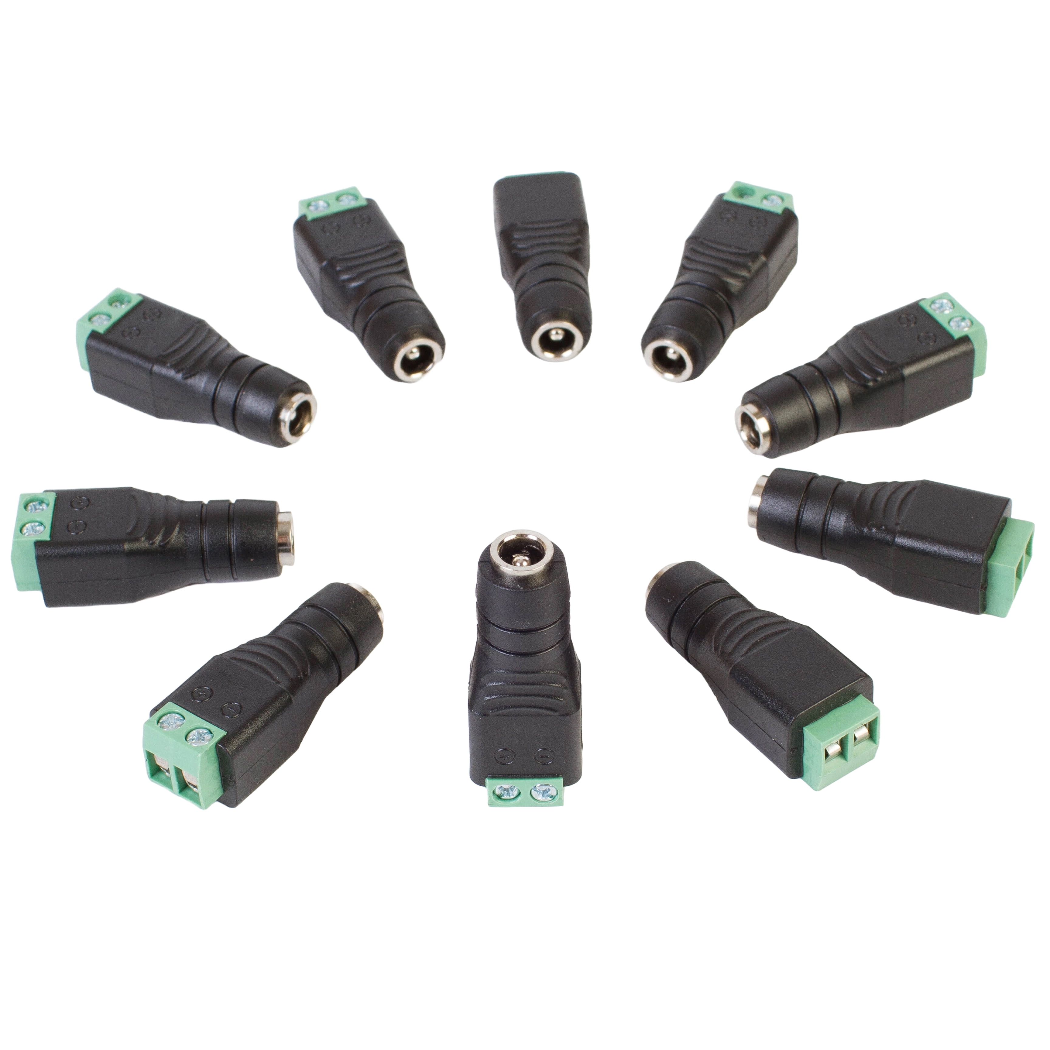 10pk HEAVY DUTY FEMALE DC CONNECTOR FOR LED LIGHT TO POWER SUPPLY 5.5mm ...
