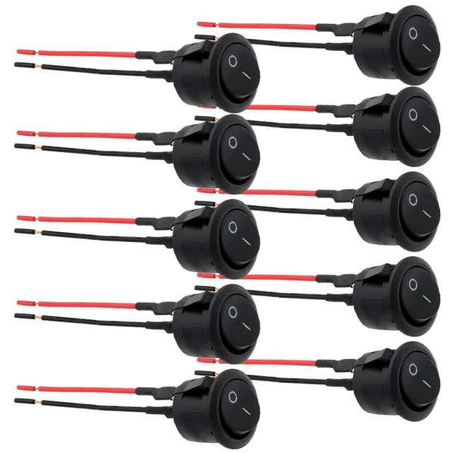 10Set Mini Round On/Off Rocker Switch Spst Push Button Switch 20mm with ...