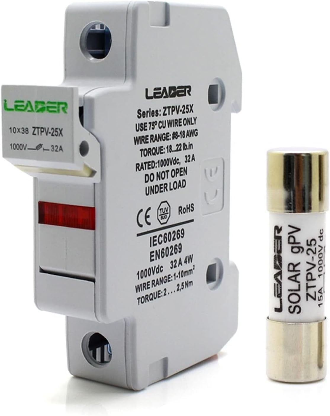 10set Solar PV Fuse Holders Fuse Link with LED Indicator Light with PV ...