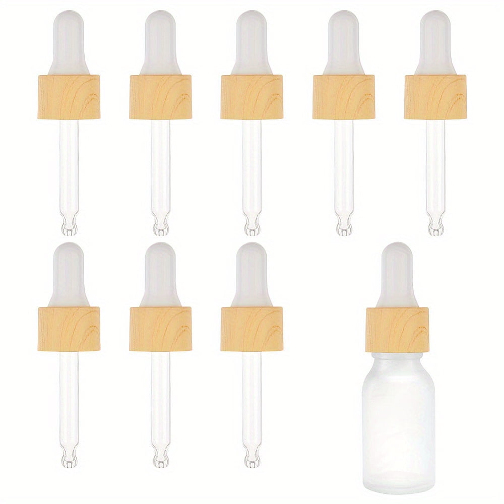 10sets Glass Eye Droppers for Essential Oils 10ml Pressure Rotating Cover Oil Droppers Glass ...