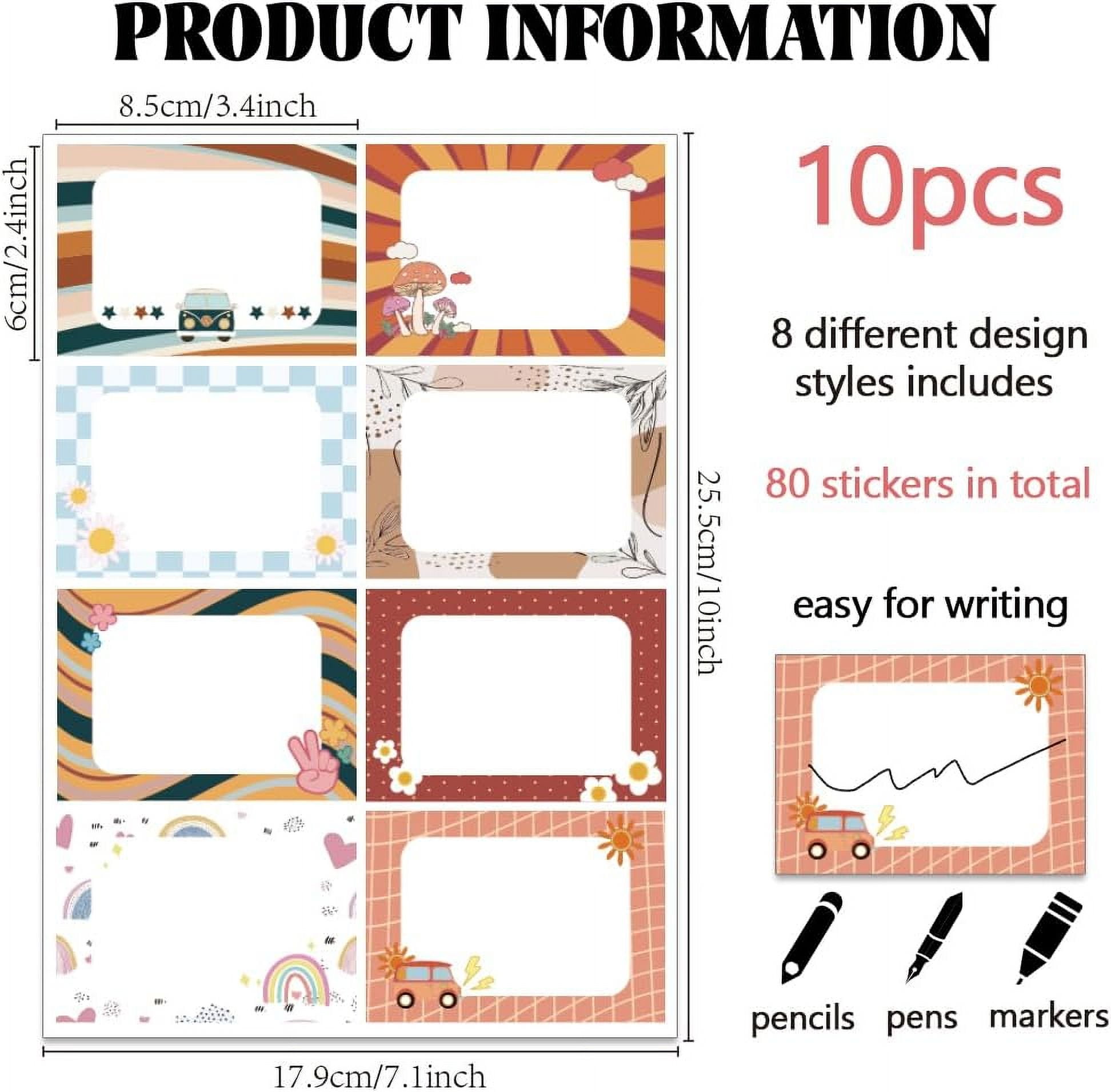 10sheets 80pcs/10 Sheets Name Tags Stickers 3.3x2.4 Inch Self Adhesive ...