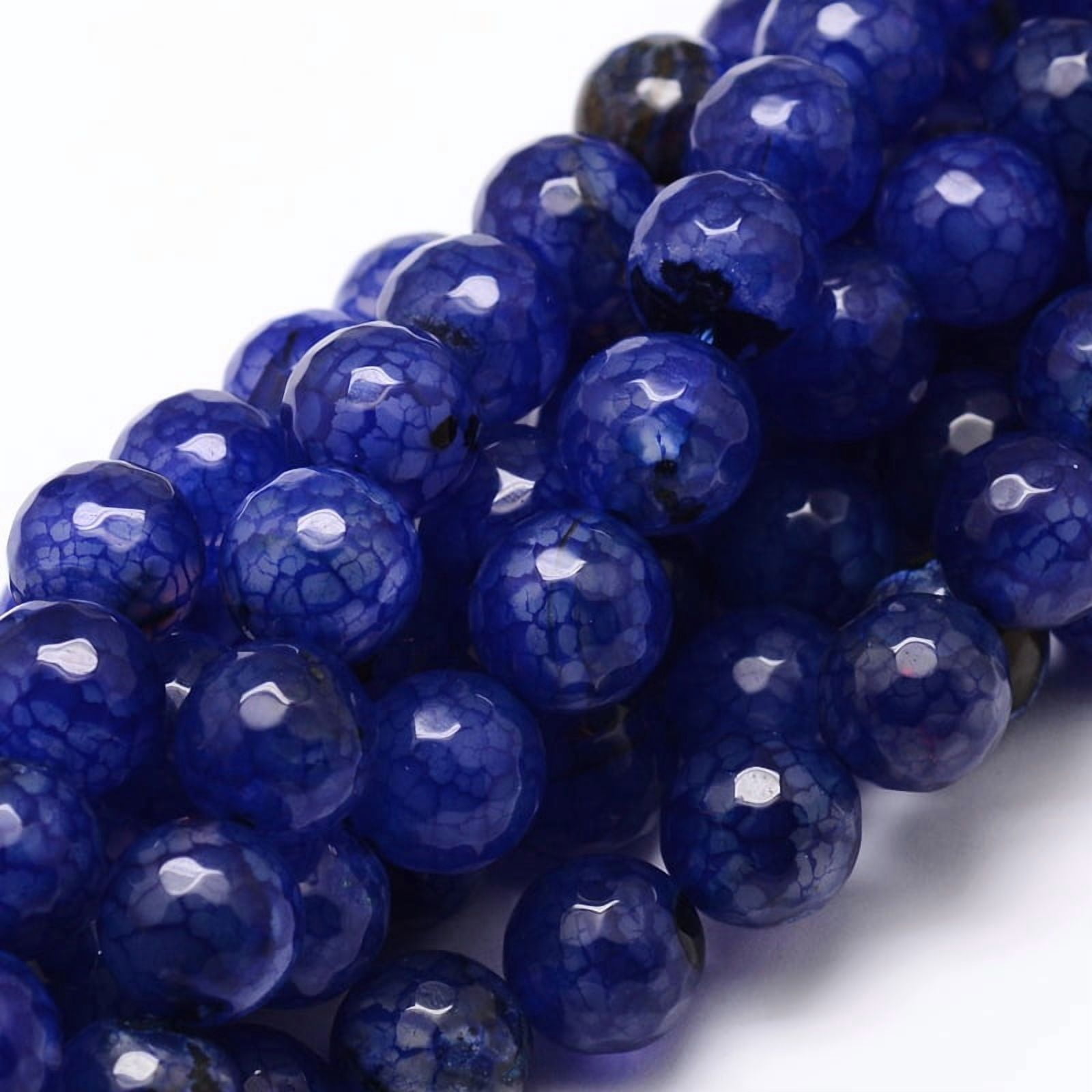 10strands 10strands Dyed Natural Agate Faceted Round Beads Strands Dark ...
