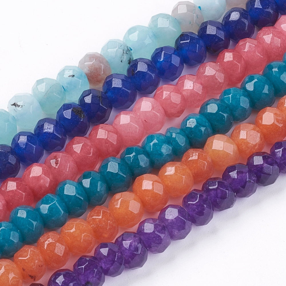 10strands 10strands Natural White Jade Bead Strands Dyed Faceted ...