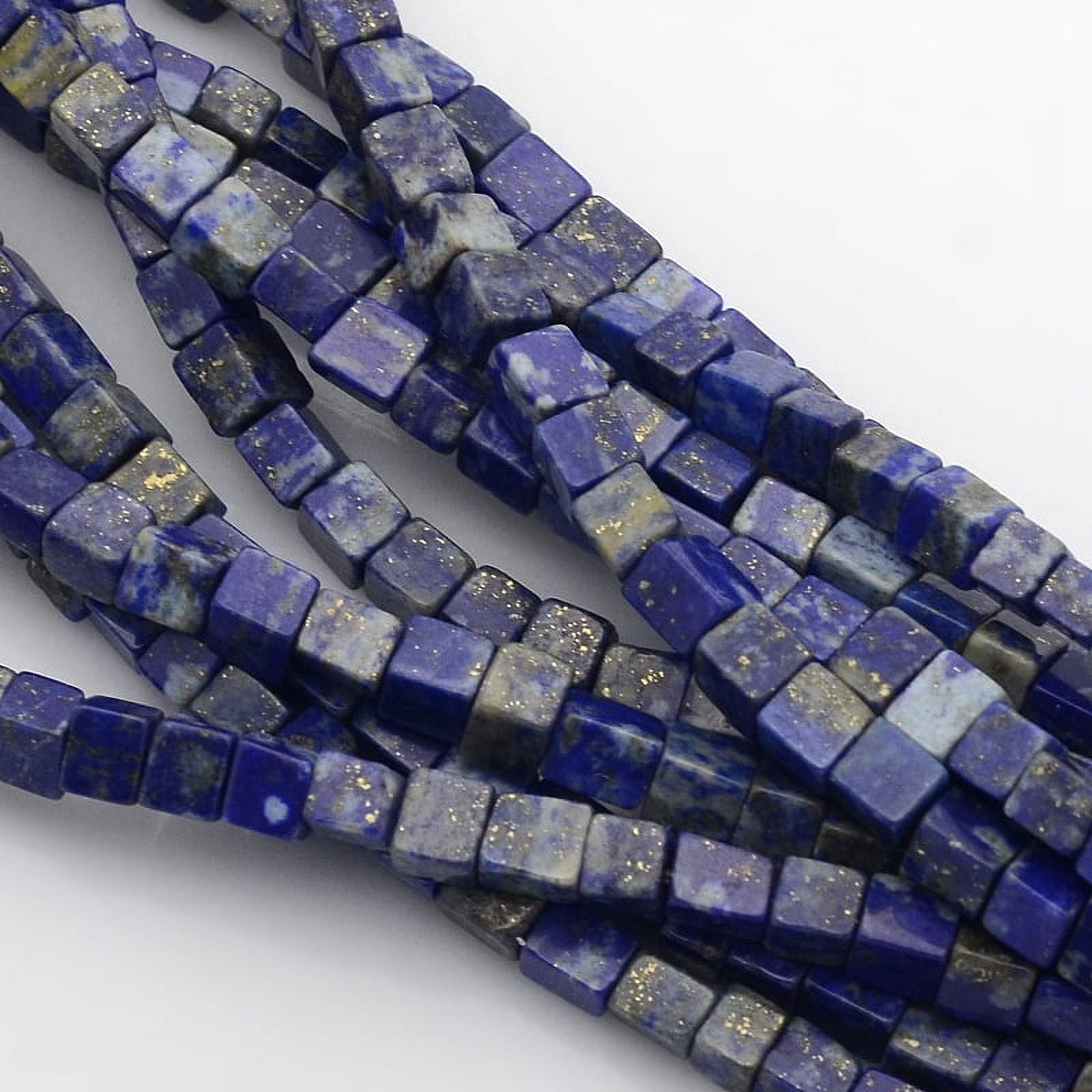 10strands Cube Natural Lazuli Beads Strands 4x4x4mm Hole: 1mm 85~100pcs ...