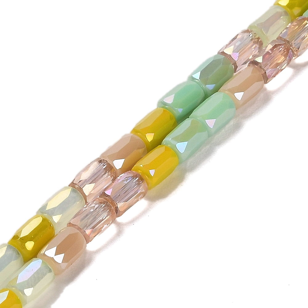 10strands Electroplate Glass Beads Strands Faceted Column Yellow 6~6 ...