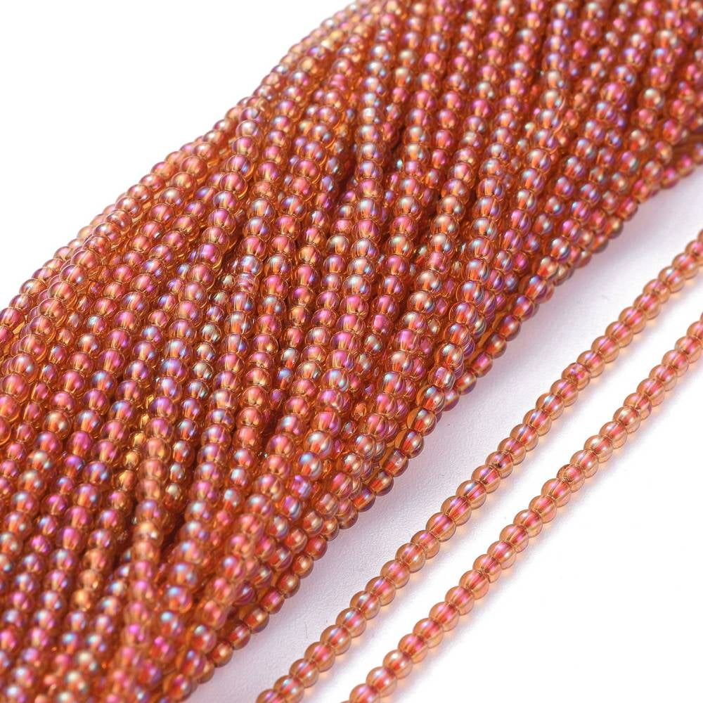10strands Electroplate Glass Beads Strands Full Rainbow Round Orange ...