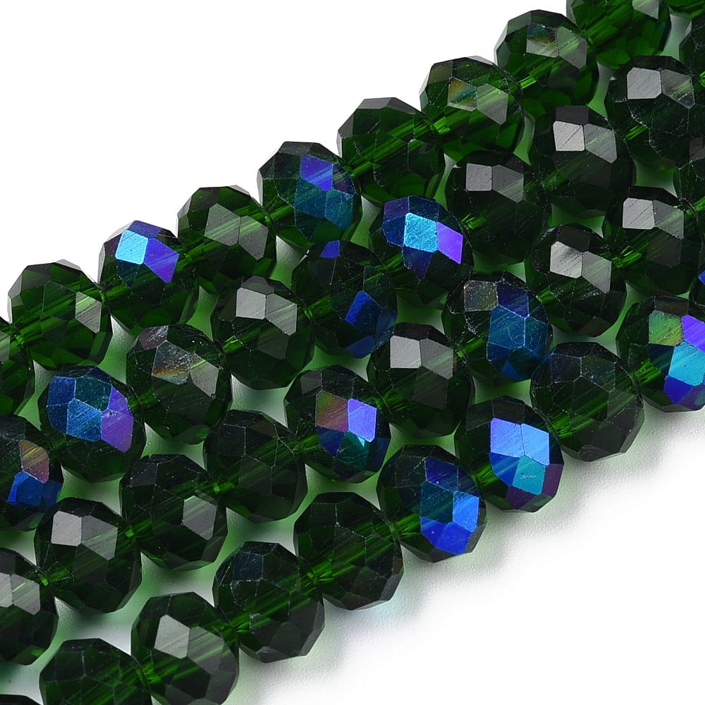10strands Electroplate Glass Beads Strands Half Rainbow Plated Faceted ...