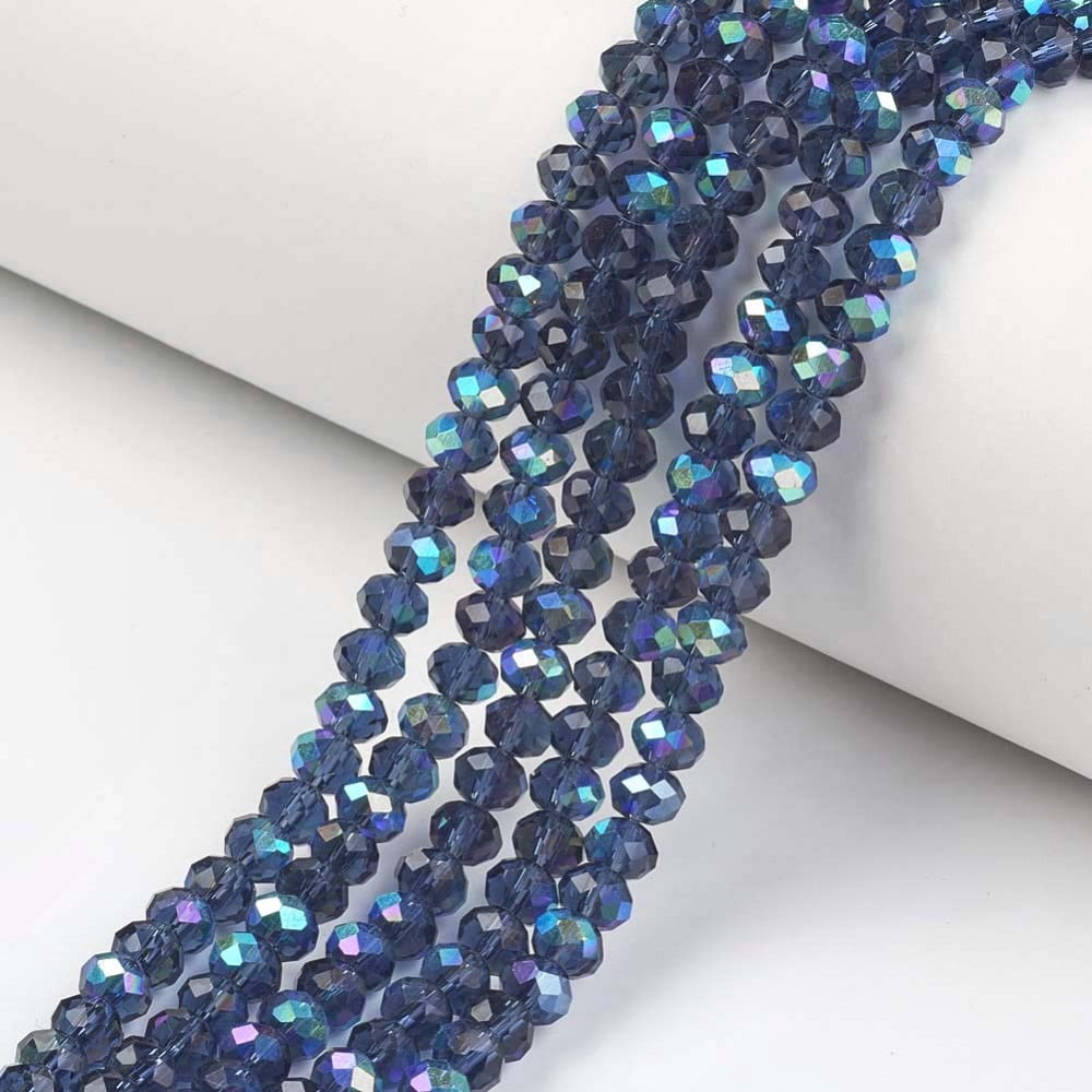 10strands Electroplate Glass Beads Strands Half Rainbow Plated Faceted ...